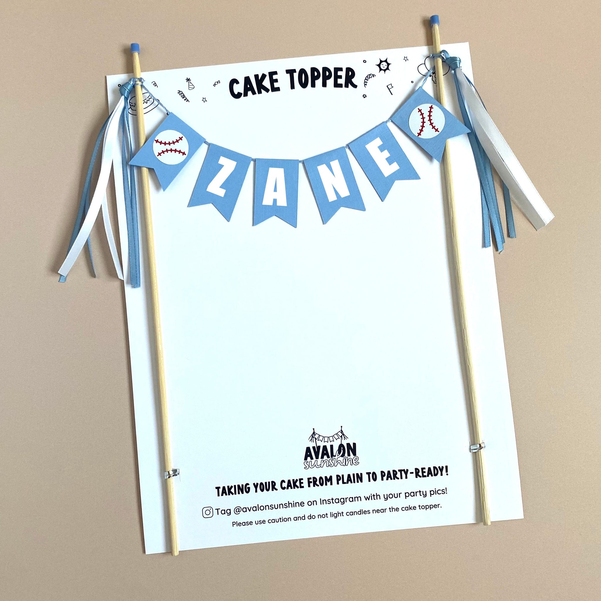 Baseball Cake Topper | Cake Toppers by Avalon Sunshine
