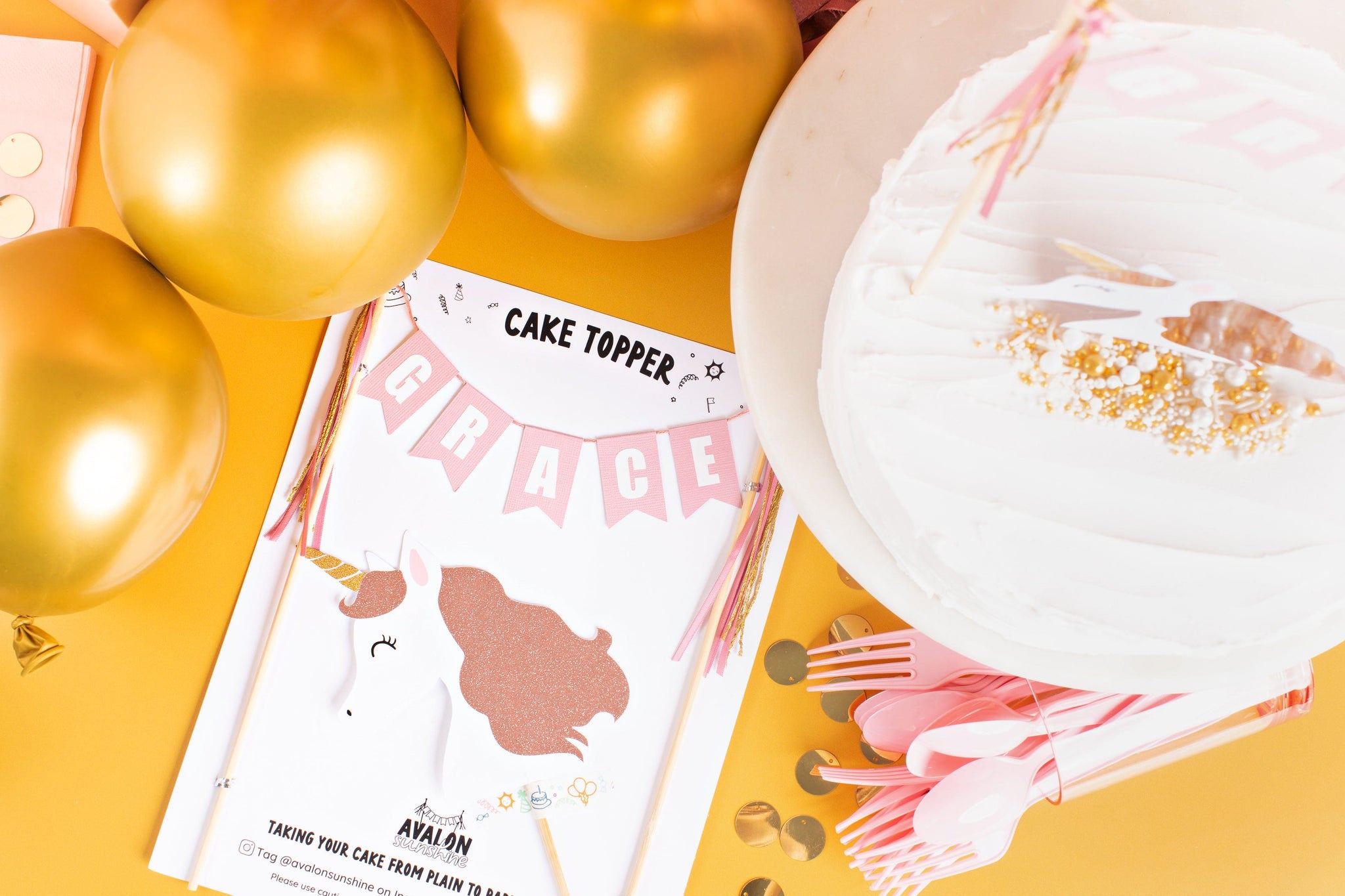 Unicorn Cake Topper | Cake Toppers by Avalon Sunshine