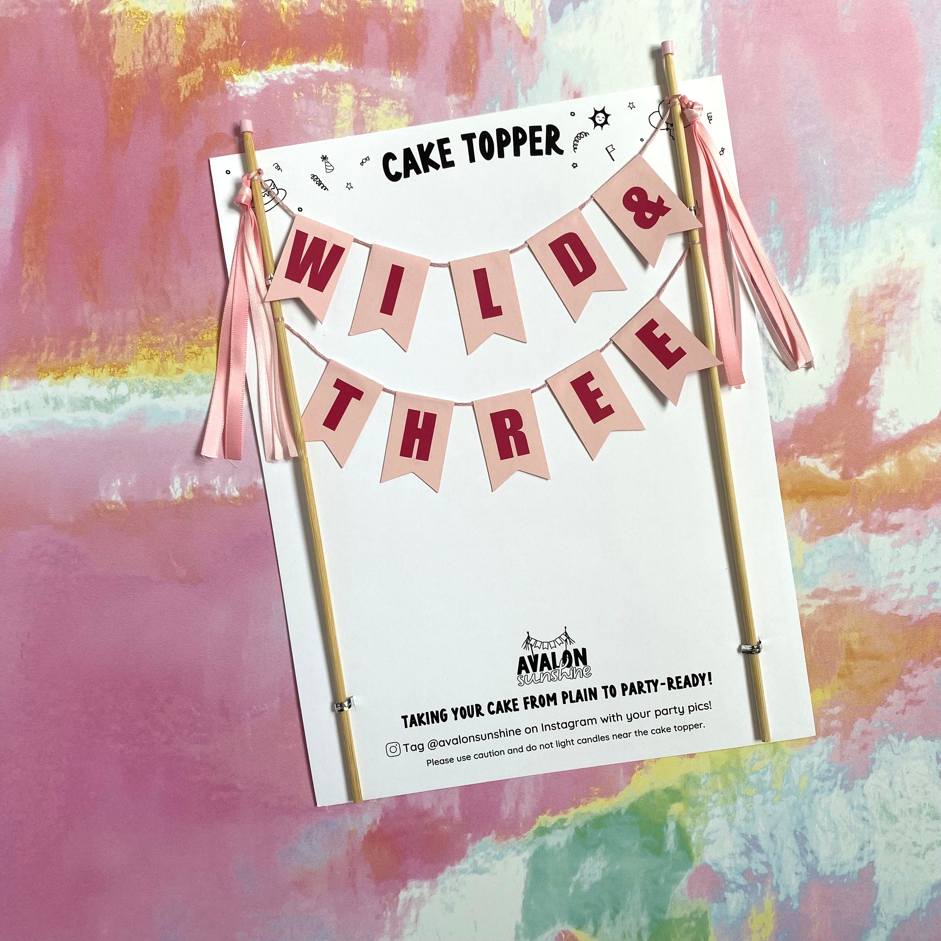 WILD & THREE Cake Topper | Cake Toppers by Avalon Sunshine